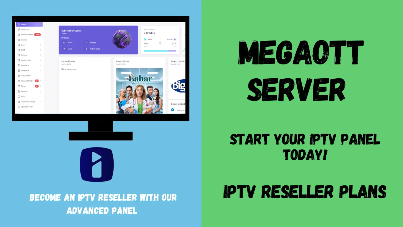 Megaott: Best IPTV Reseller Panel 2025 (Free Trial) - IPTV Reseller Panels